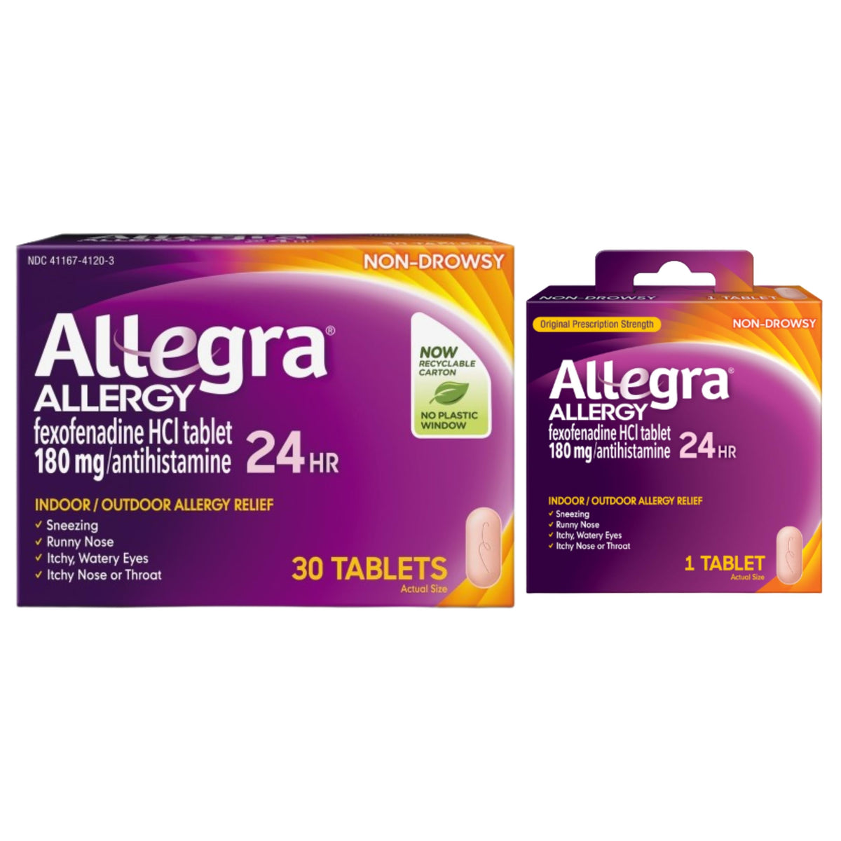 Allegra Maximum Strength 24 Hour Allergy Relief Fexofenadine 180mg (30 ...