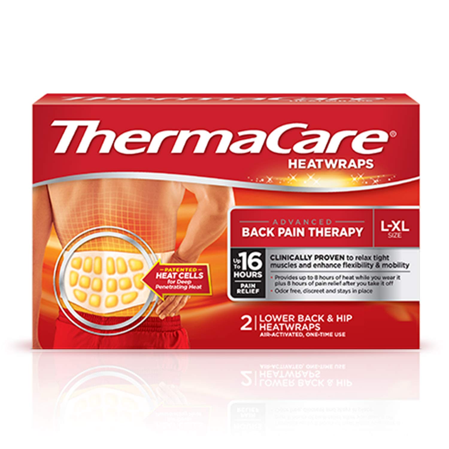 ThermaCare Lower Back & Hip Heat Wraps - Effective Pain Therapy, L/XL ...