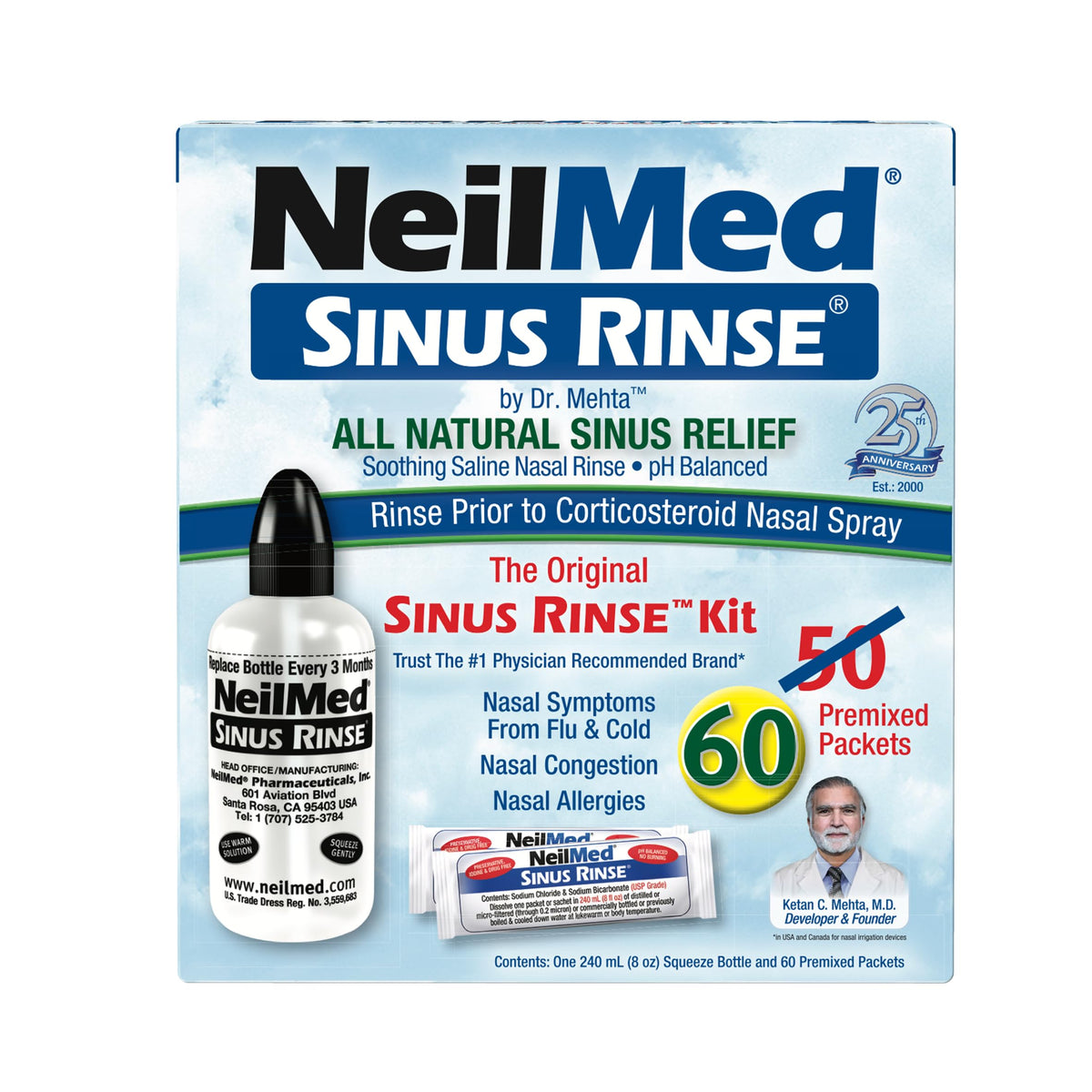 Nasopure NeilMed Sinus Rinse Complete Nasal Wash Kit for Sinus Relief ...